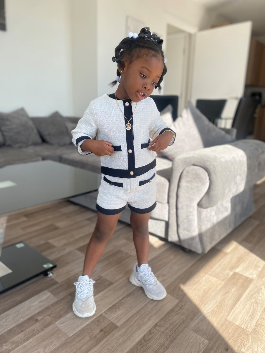 Andrea - Deluxe Two Piece Girls Suit Set With Blazer Jacket and Shorts ...